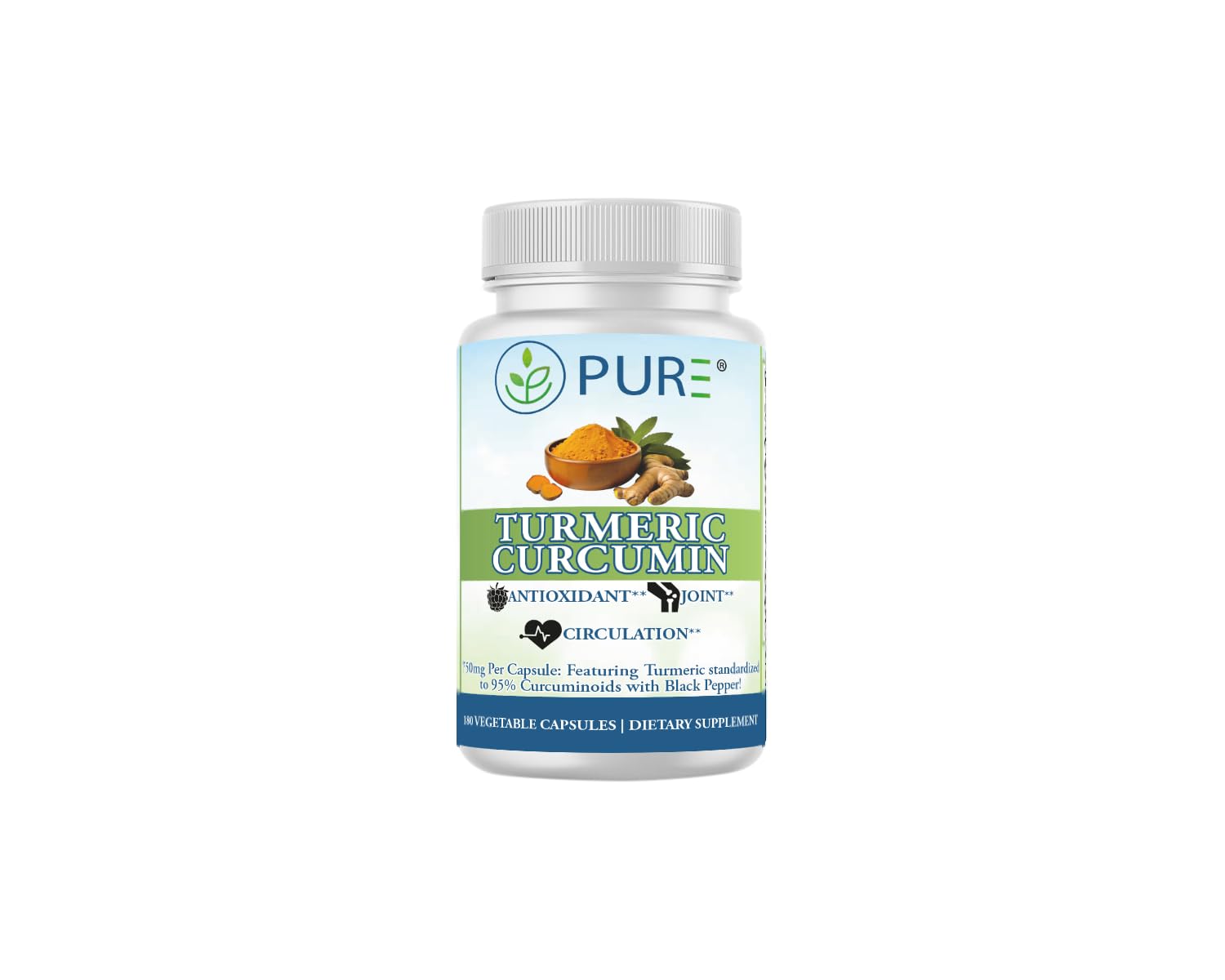 pure turmeric curcumin capsules for health