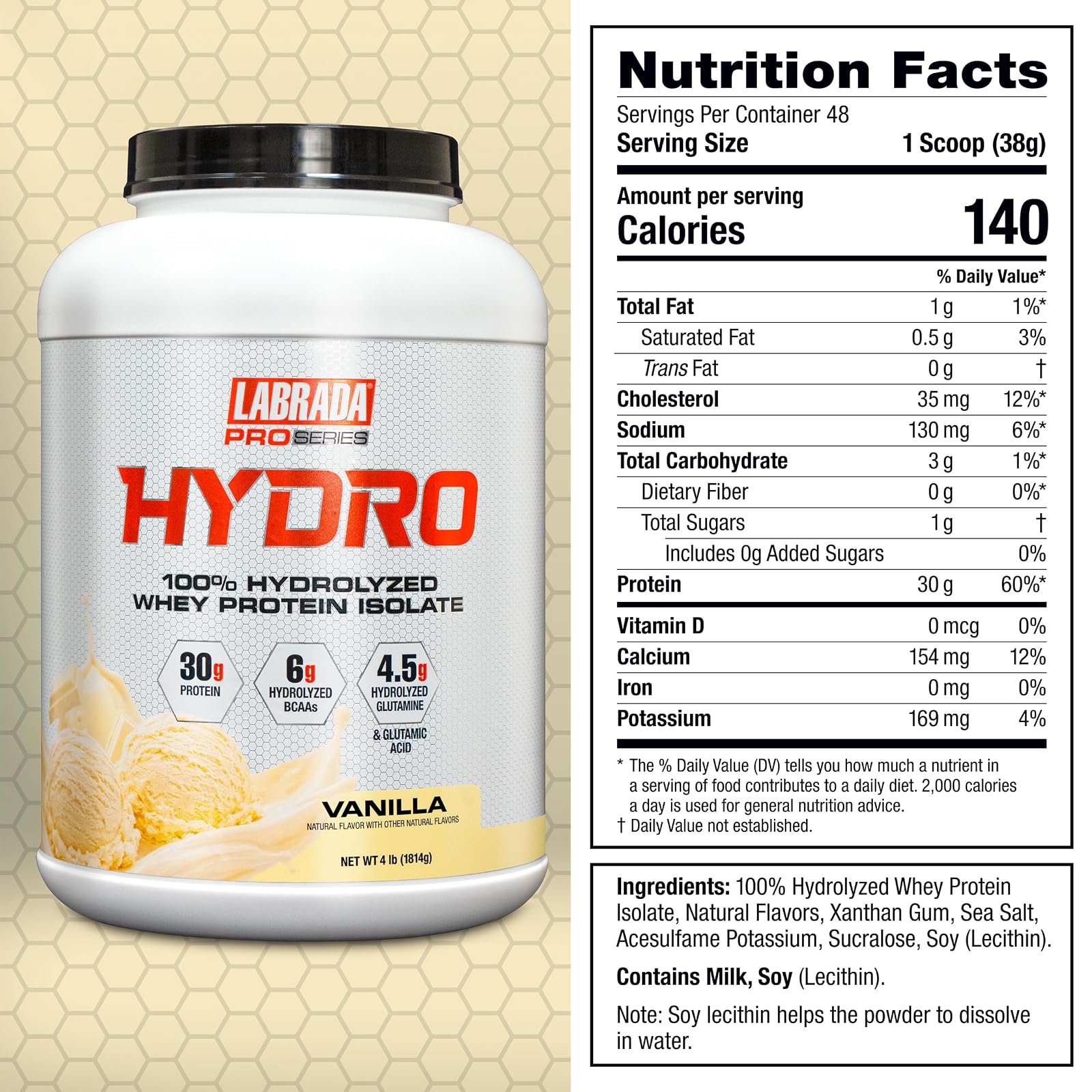 Pure whey protein isolate with 48 servings