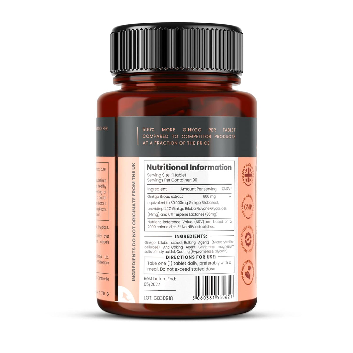 PureClinica ginkgo biloba 600 mg tablets