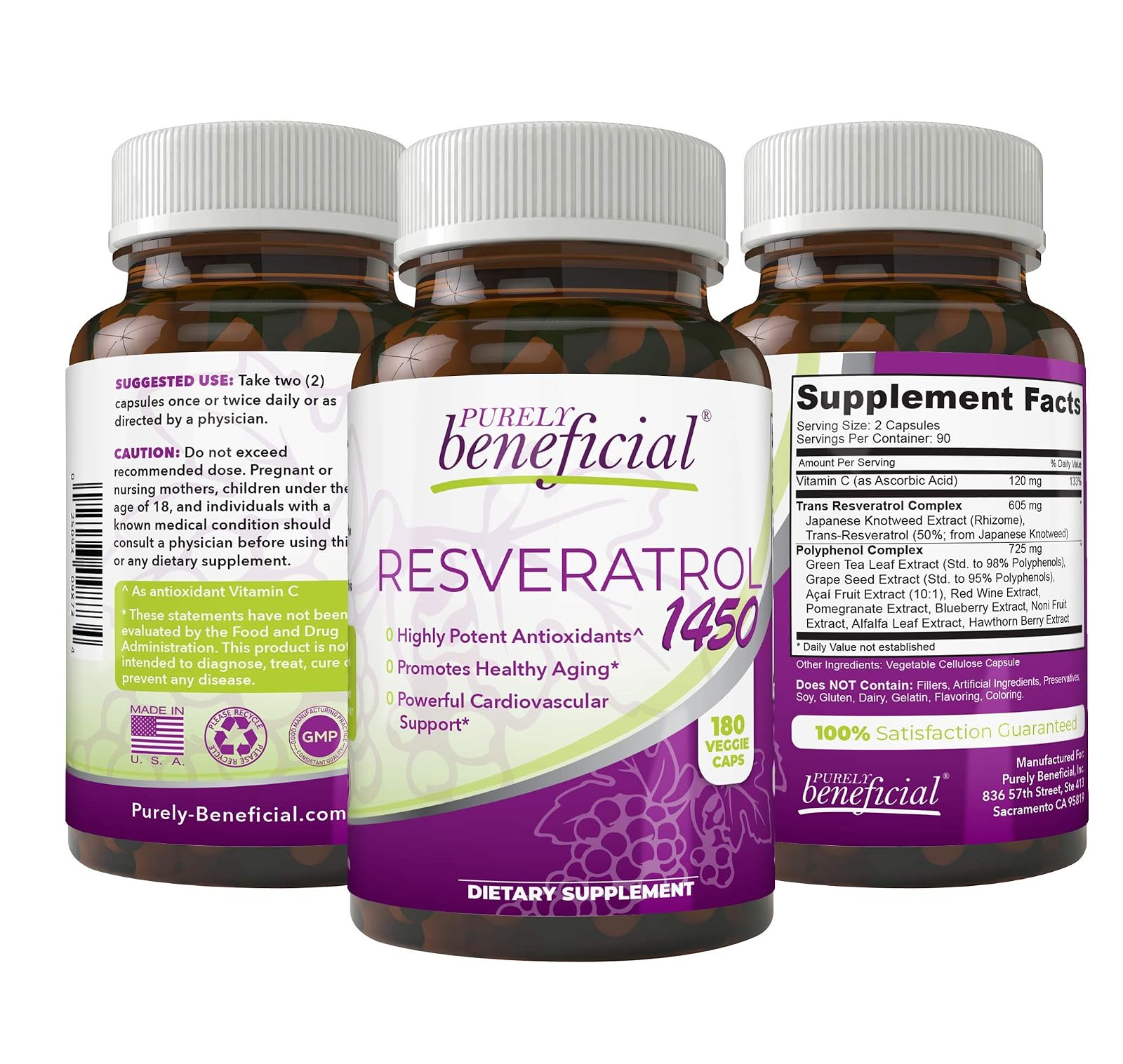 PURELY beneficial Resveratrol antioxidant capsules