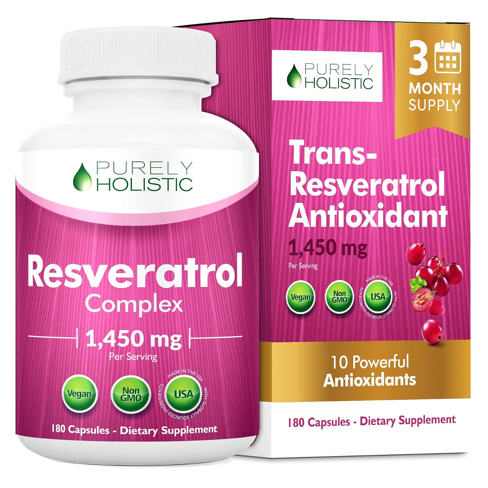 Purely Holistic Resveratrol 1450 mg capsules