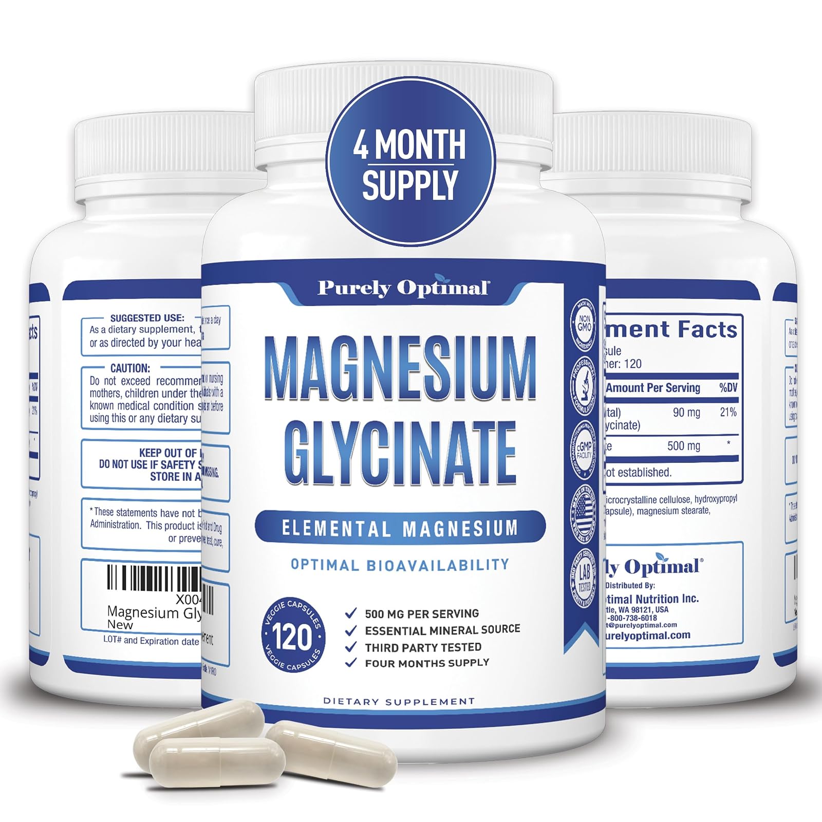Purely Optimal magnesium glycinate capsules