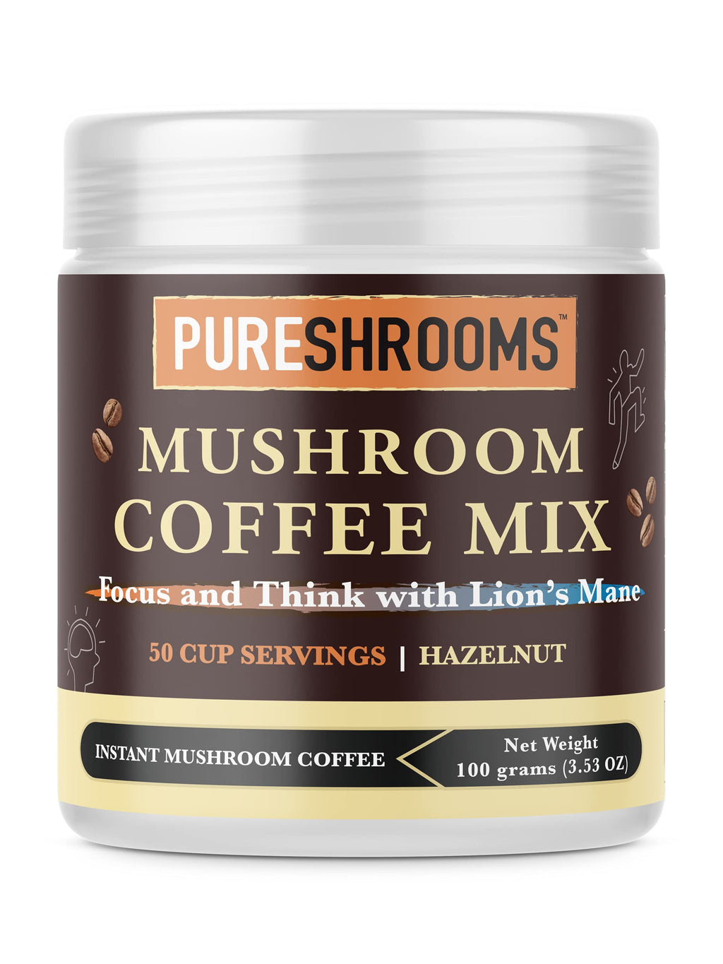 PureShrooms hazelnut coffee for focus