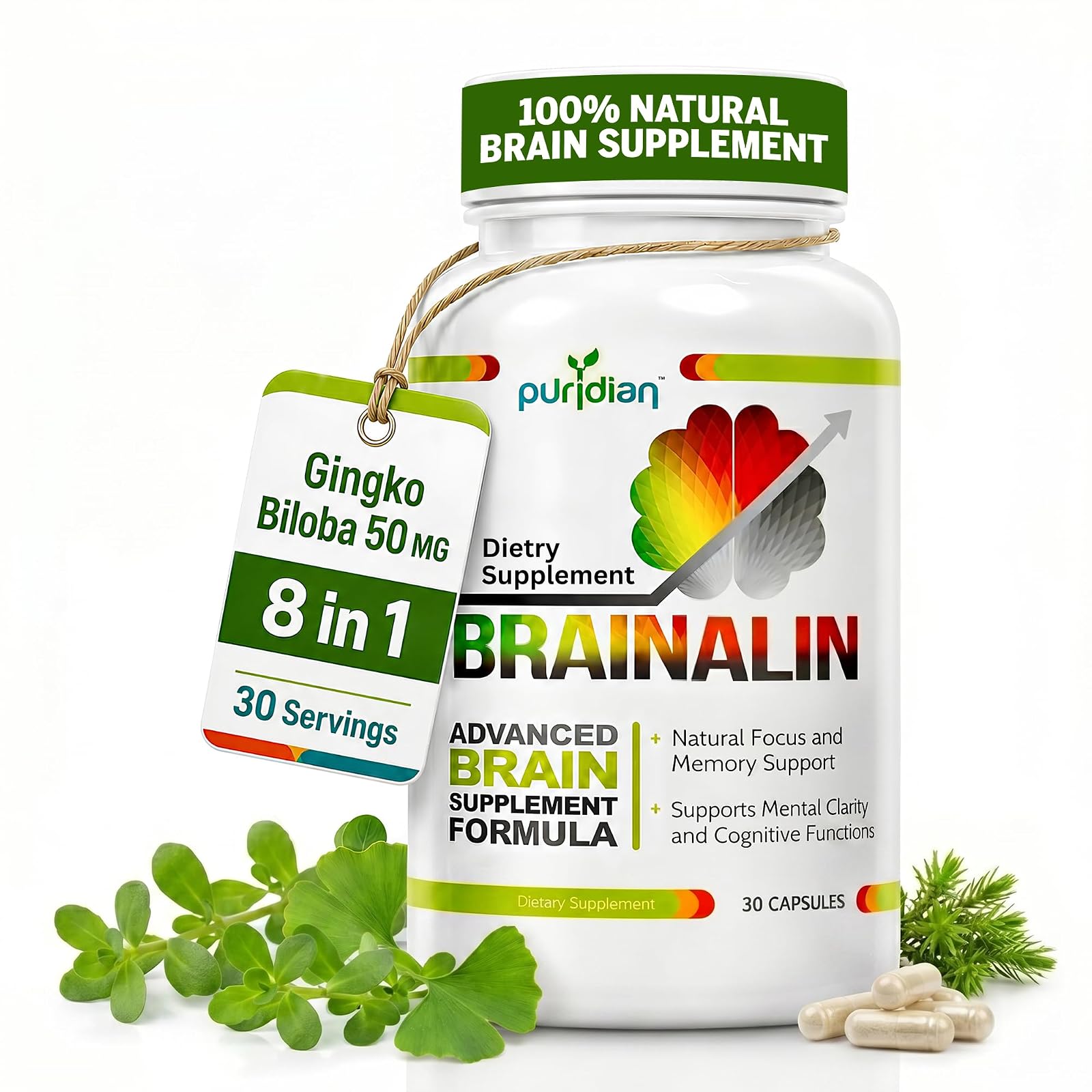 Puridian ginkgo biloba capsules for memory
