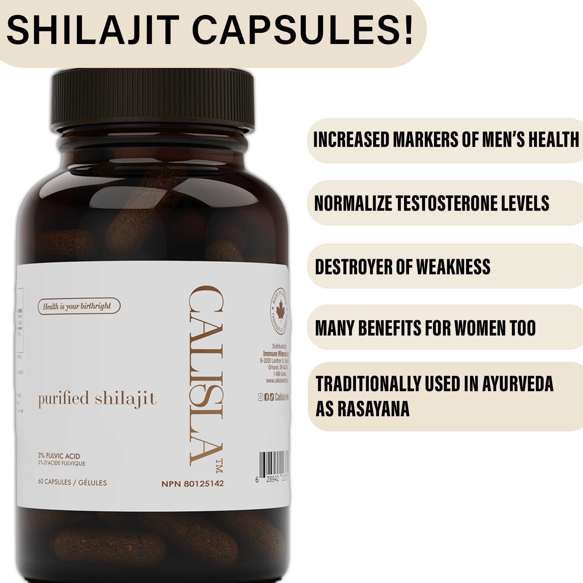 Purified Shilajit for energy and recovery