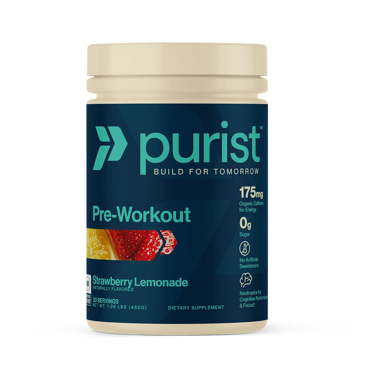 PURIST strawberry lemonade pre-workout powder