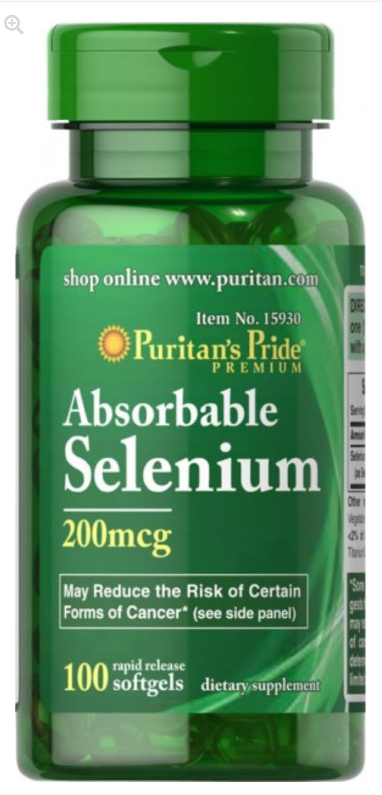 Puritan's Pride selenium zinc supplement