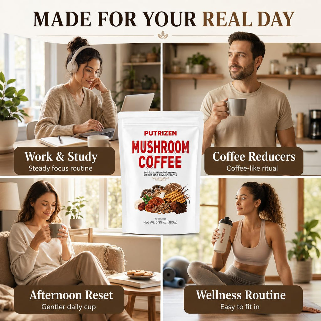PUTRIZEN mushroom coffee for vitality