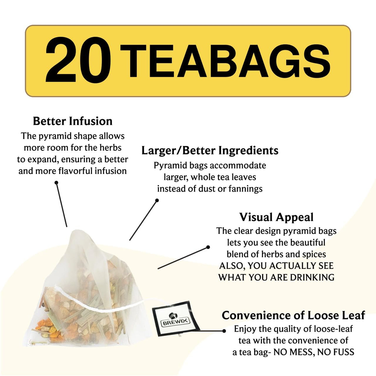 pyramid tea bags for easy steeping
