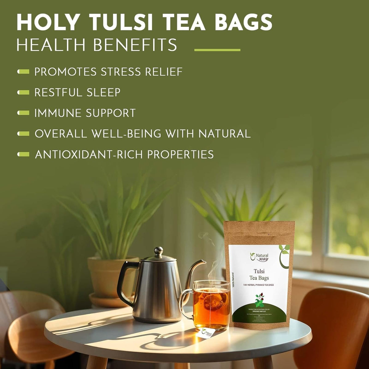 Pyramid Tulsi tea for stress relief