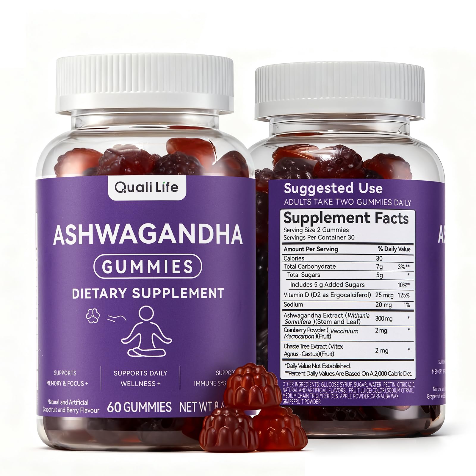 QualiLife Ashwagandha gummies for stress relief