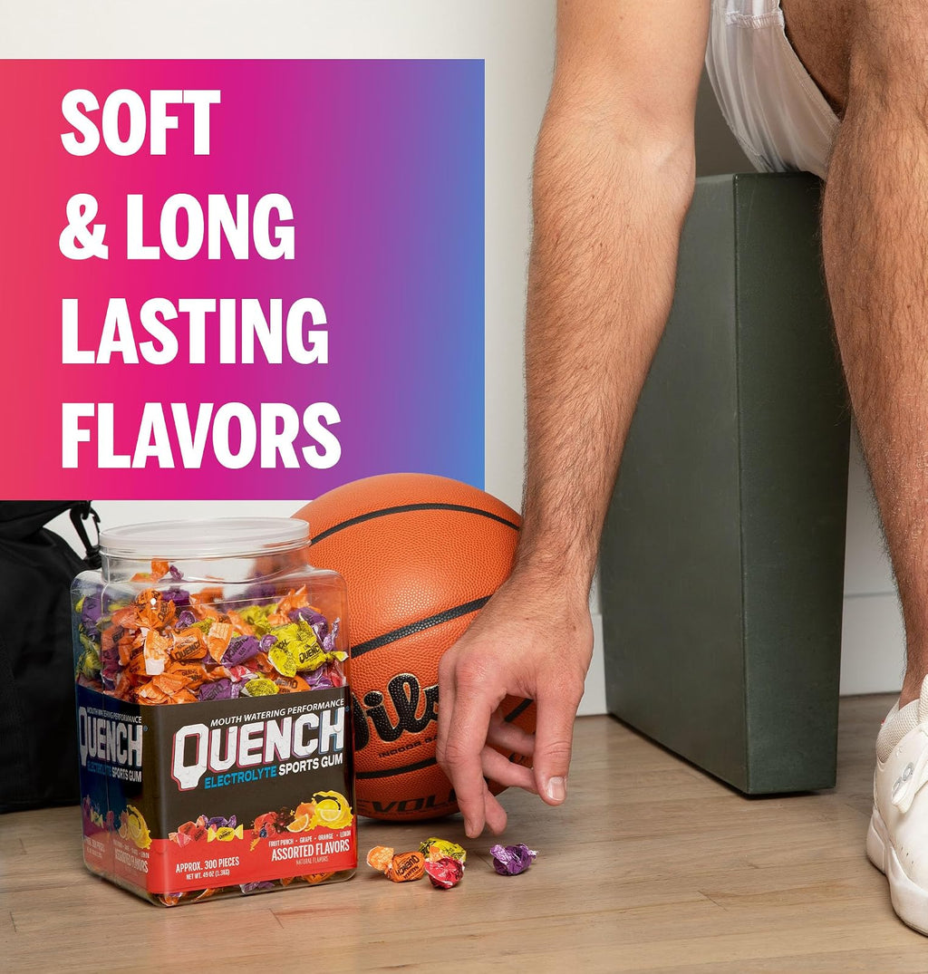 Quench gum for sports nutrition