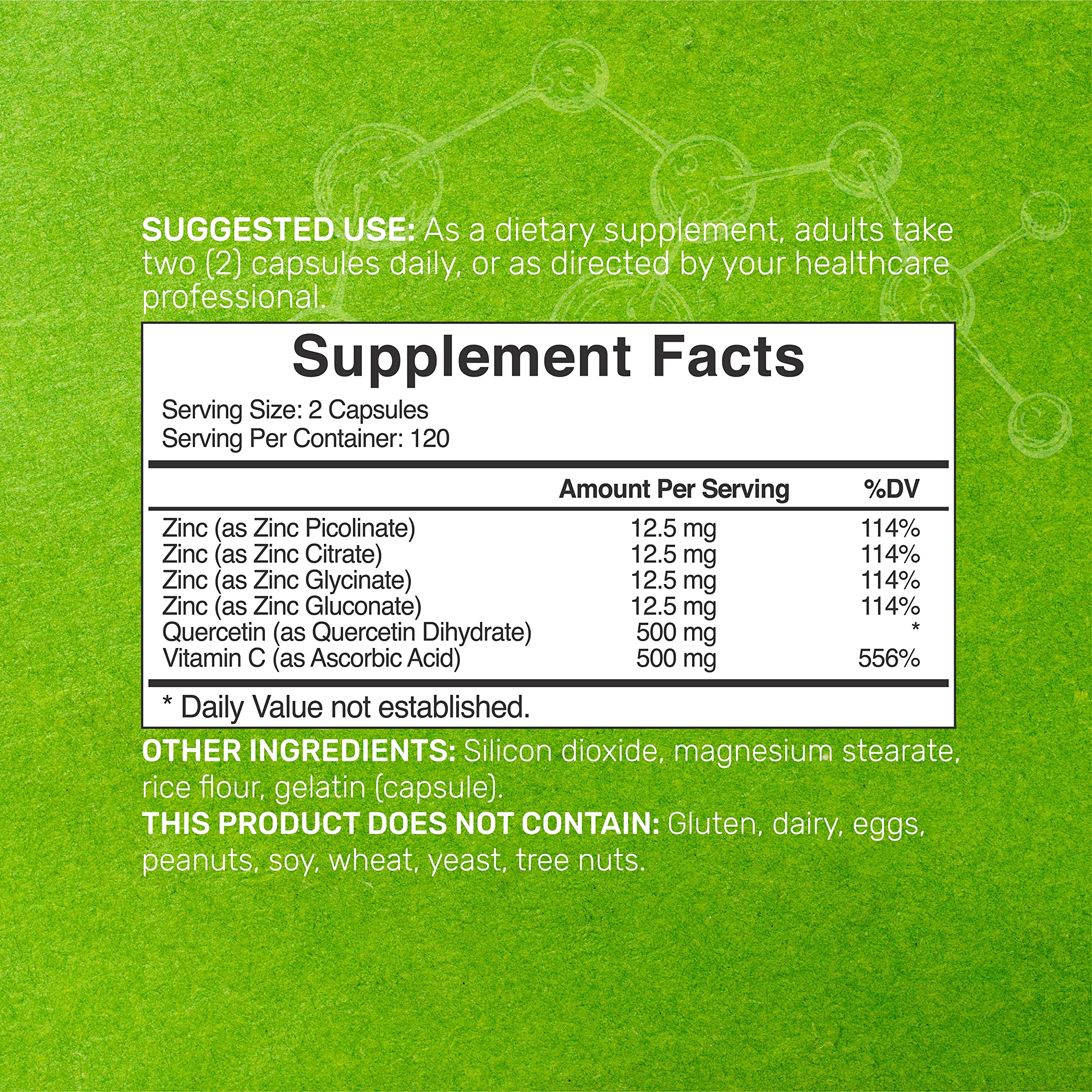 Quercetin and zinc complex benefits