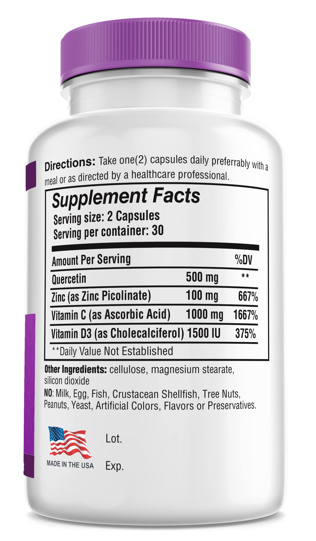 Quercetin and zinc for health