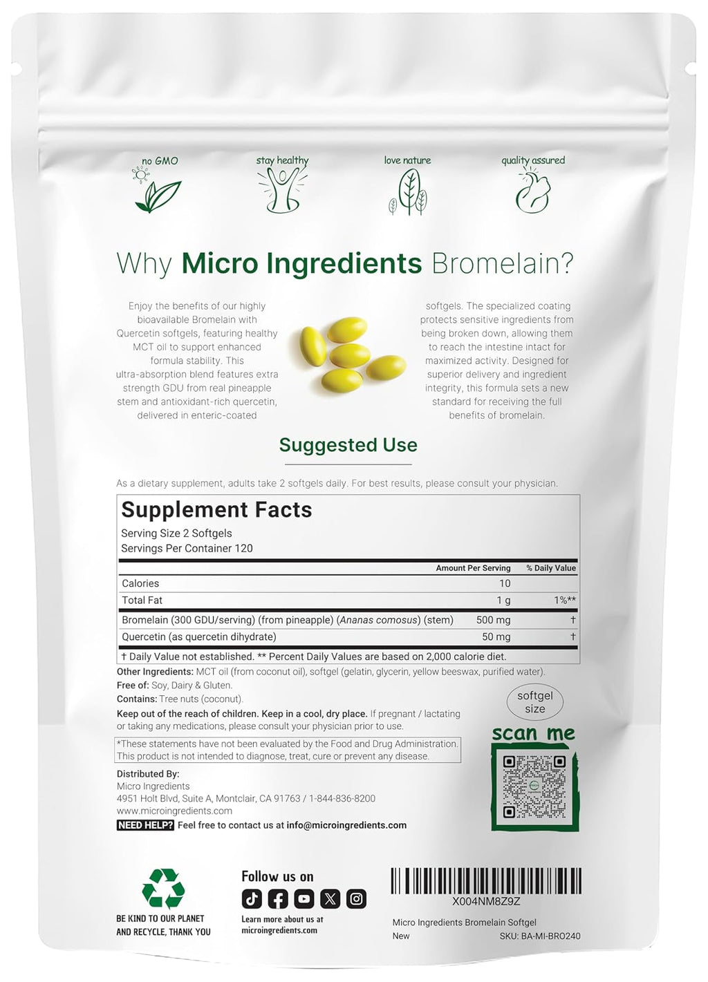 Quercetin enhanced bromelain benefits