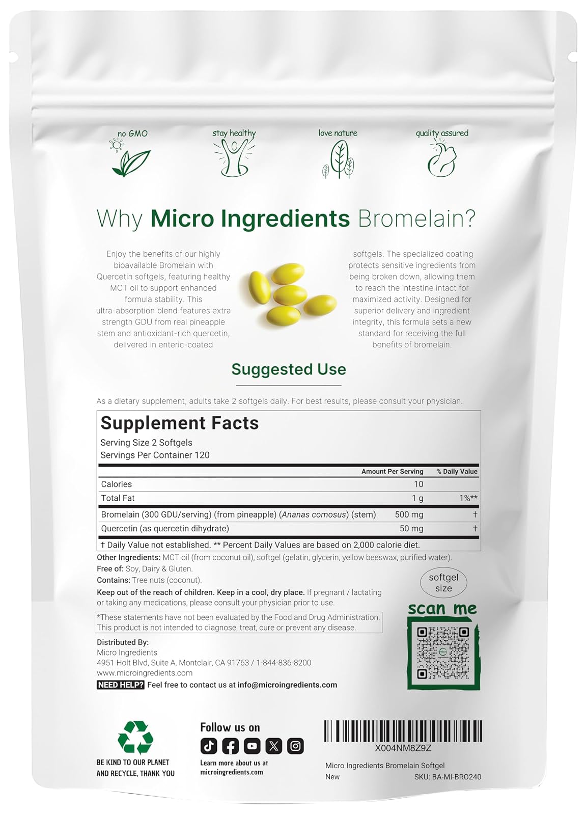 Quercetin enhanced bromelain benefits