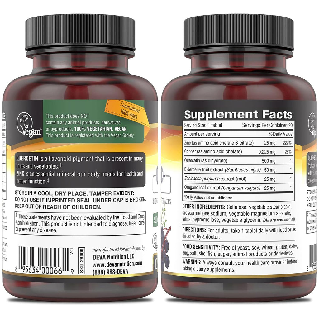 Quercetin zinc supplement for allergy relief