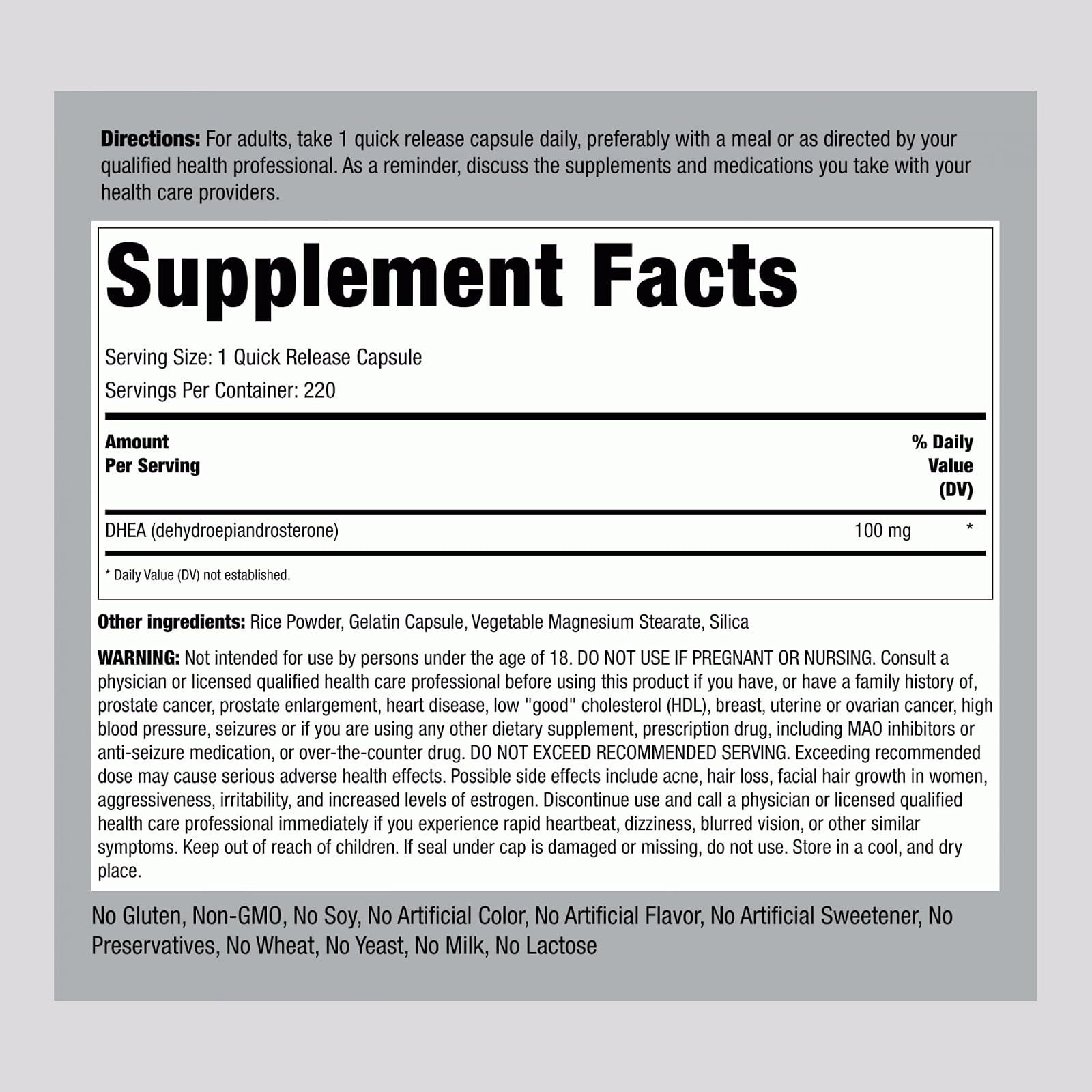 Quick release DHEA for energy