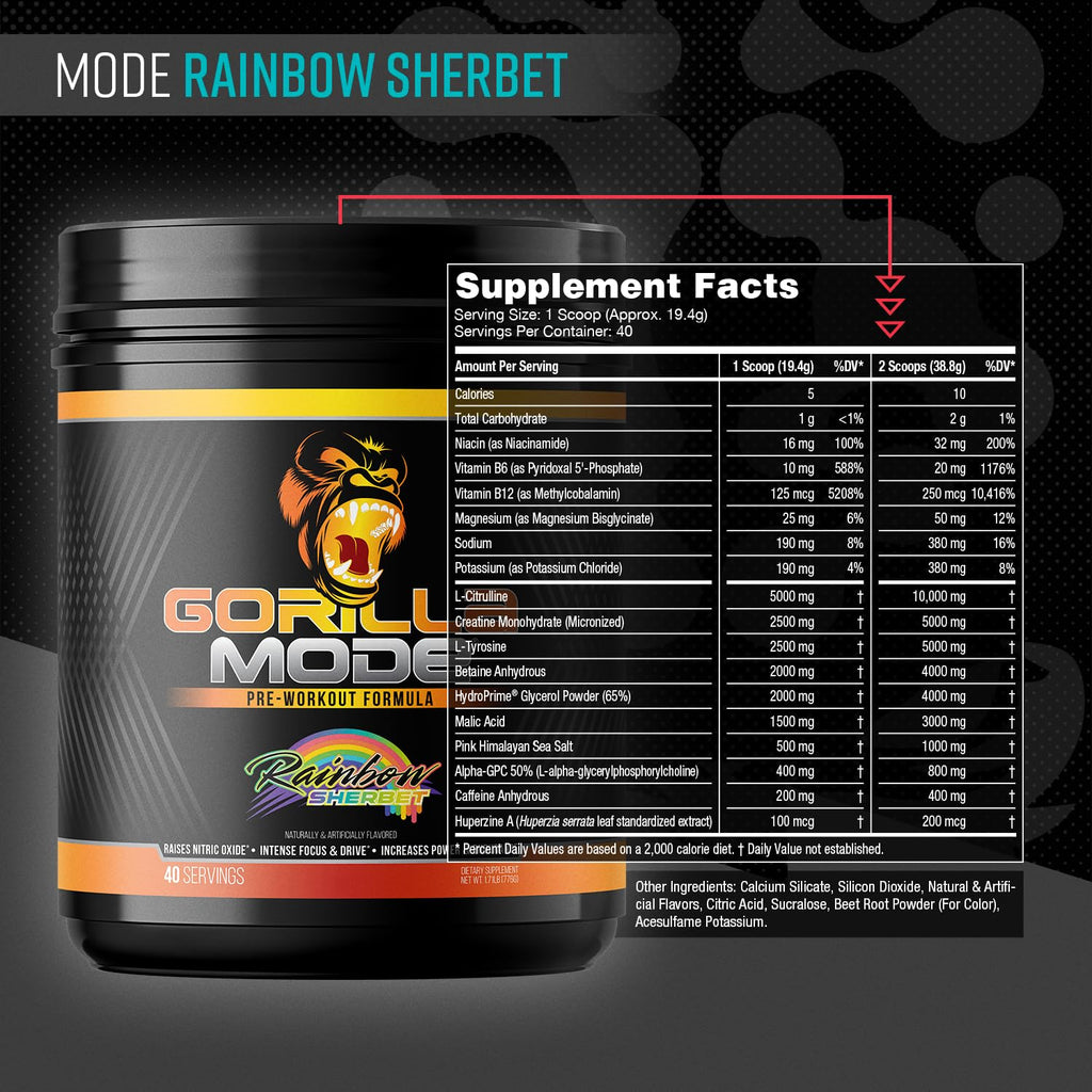 Rainbow Sherbet flavour pre-workout supplement