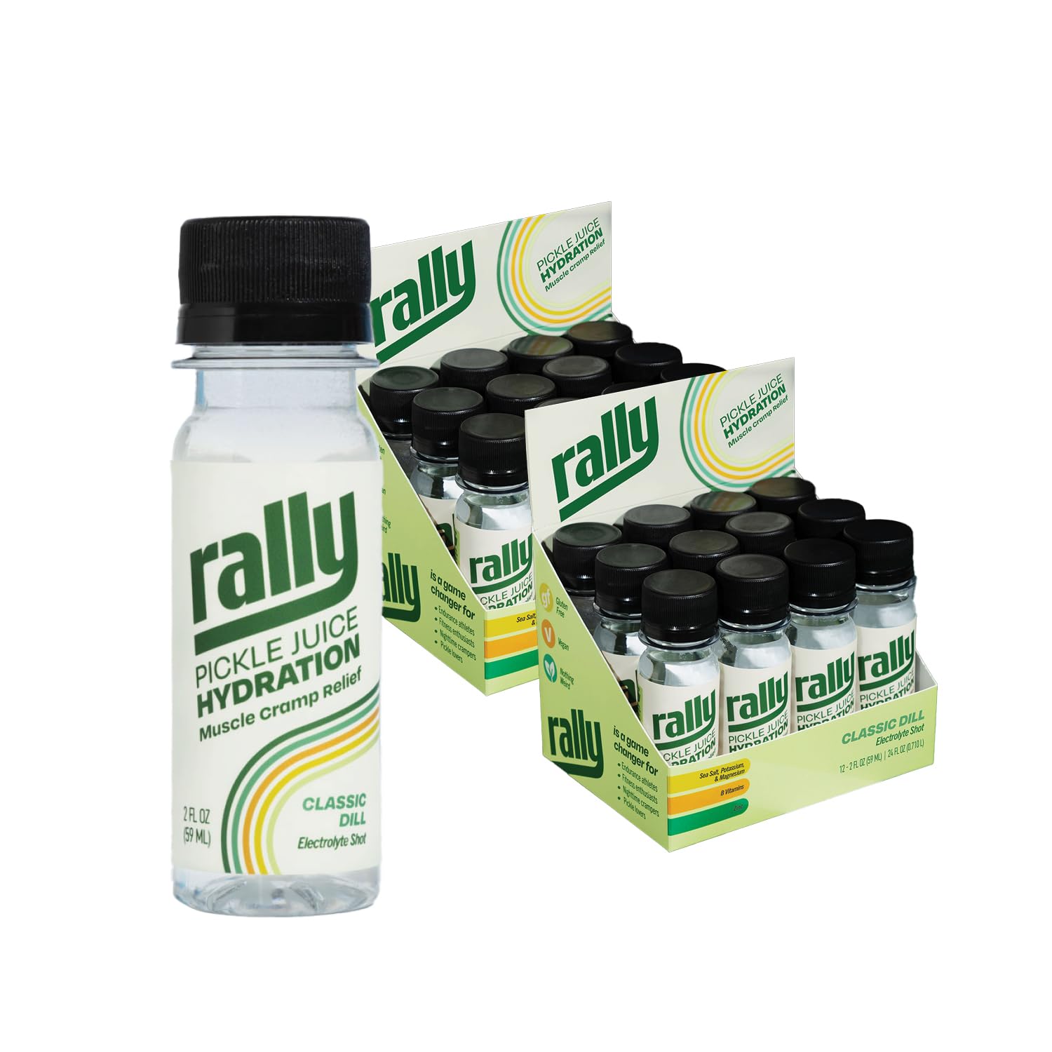 Rally pickle juice sports drink shot