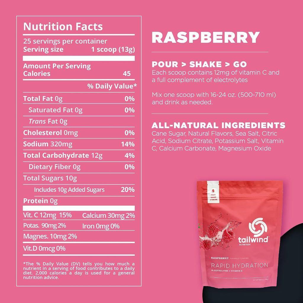 Rapid Hydration Raspberry drink for post-exercise recovery