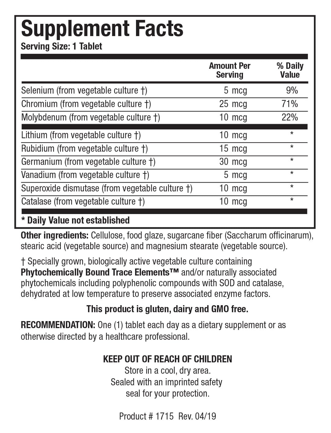 rare trace minerals supplement tablets