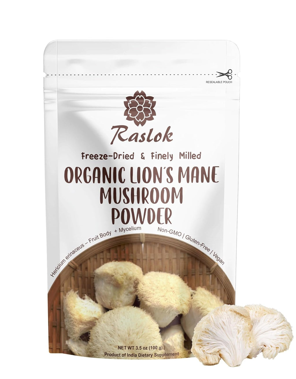 Raslok organic lion's mane powder