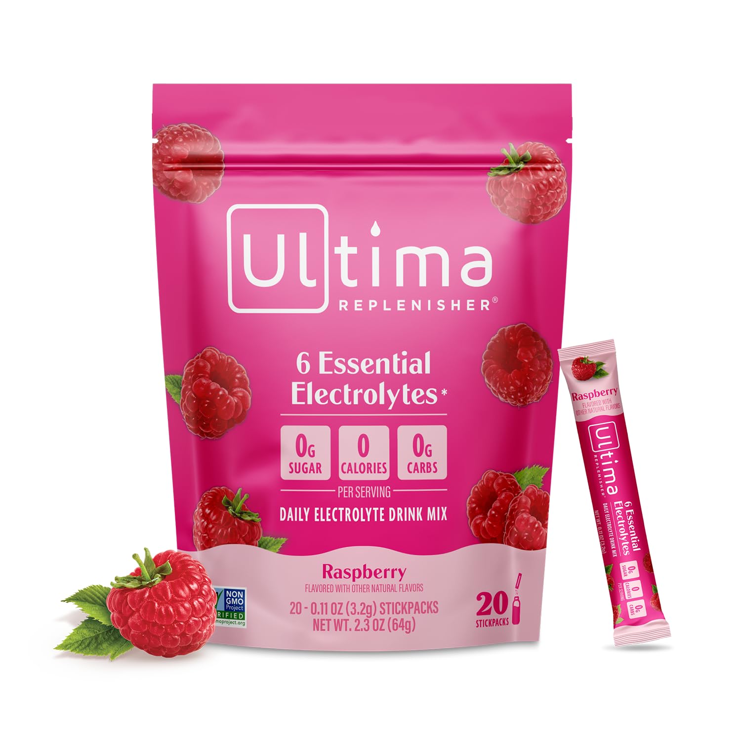 Raspberry electrolyte packets for hydration