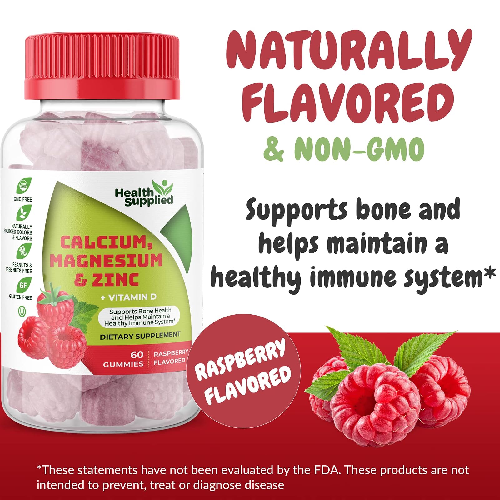 raspberry flavour calcium gummies for kids