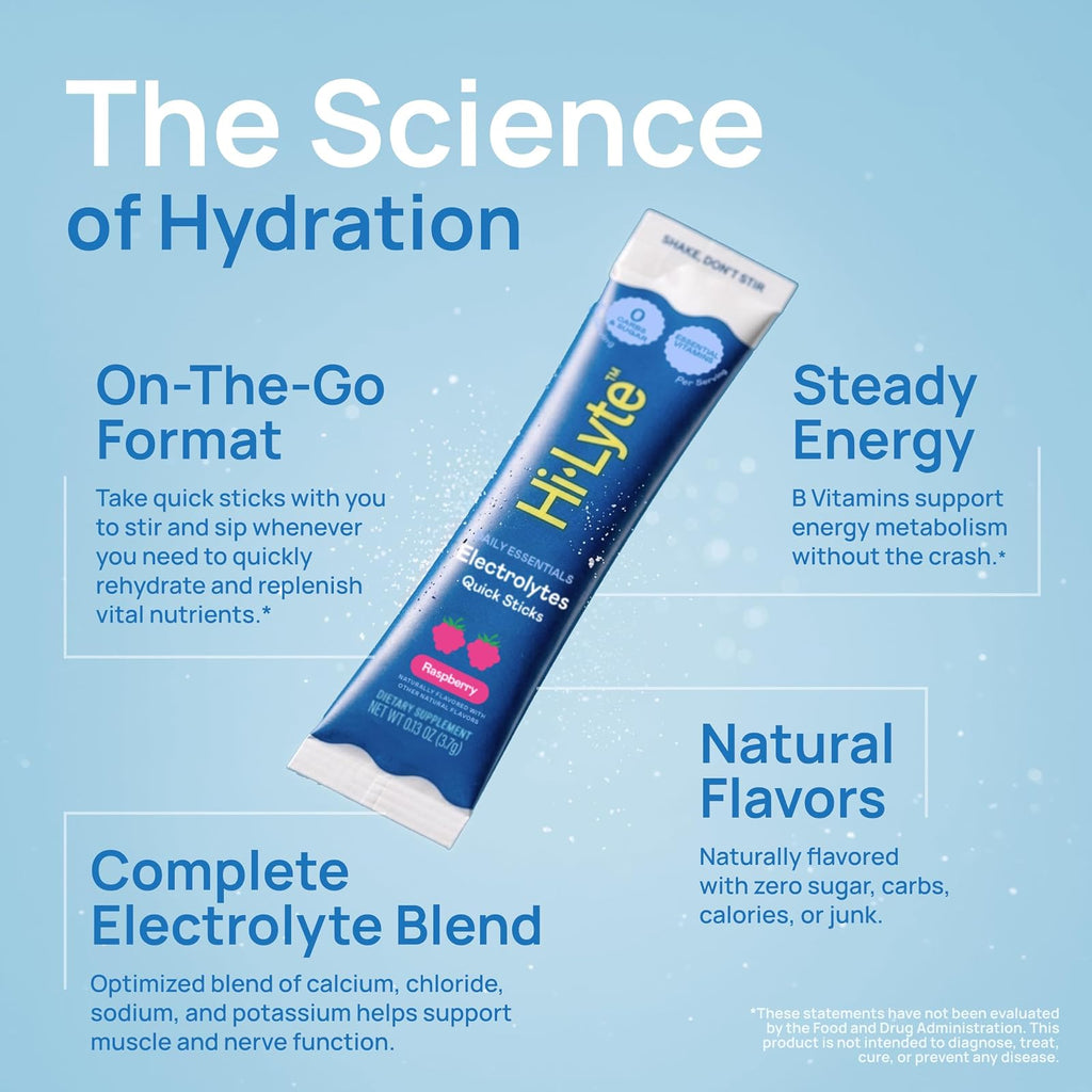 Raspberry flavour electrolyte quick sticks