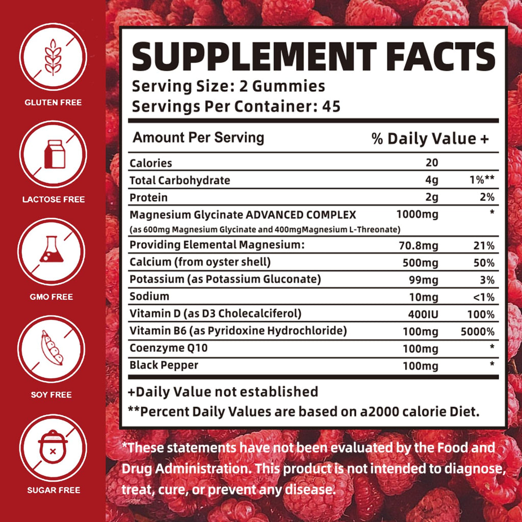 raspberry flavour magnesium gummies for memory
