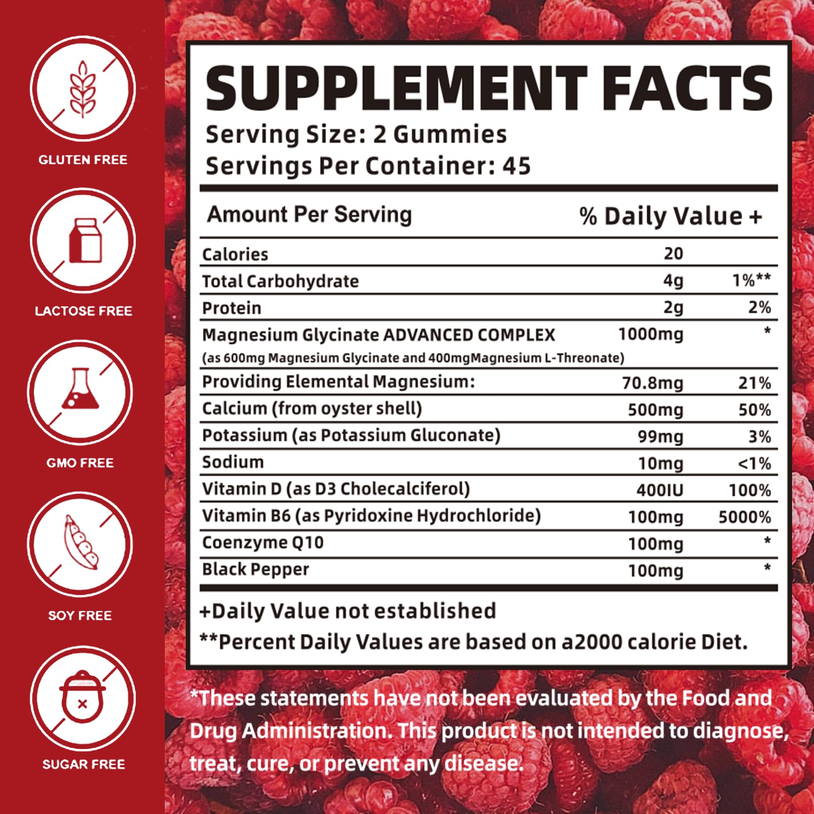 raspberry flavour magnesium gummies for memory