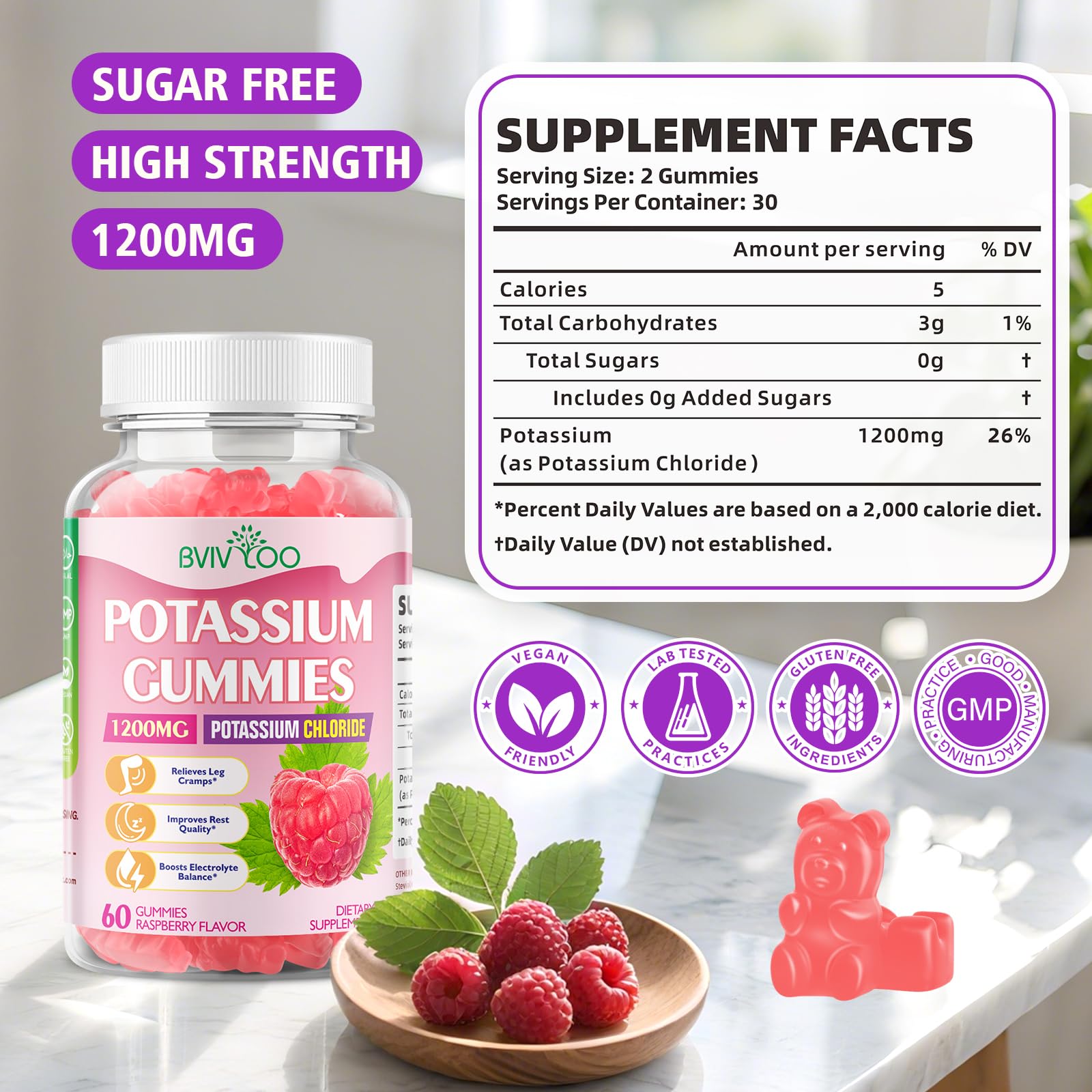 raspberry flavour potassium supplement