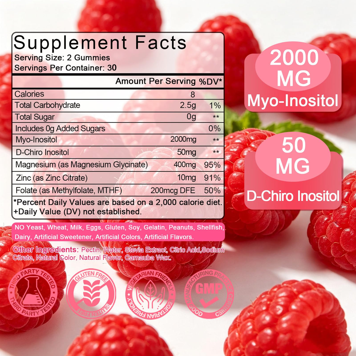 Raspberry flavour vitamin B complex gummies