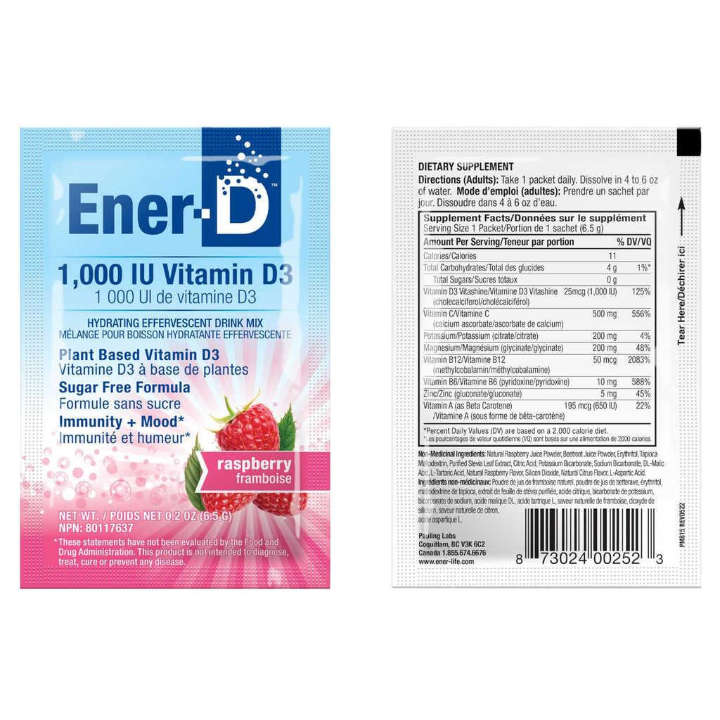 Raspberry flavour vitamin drink