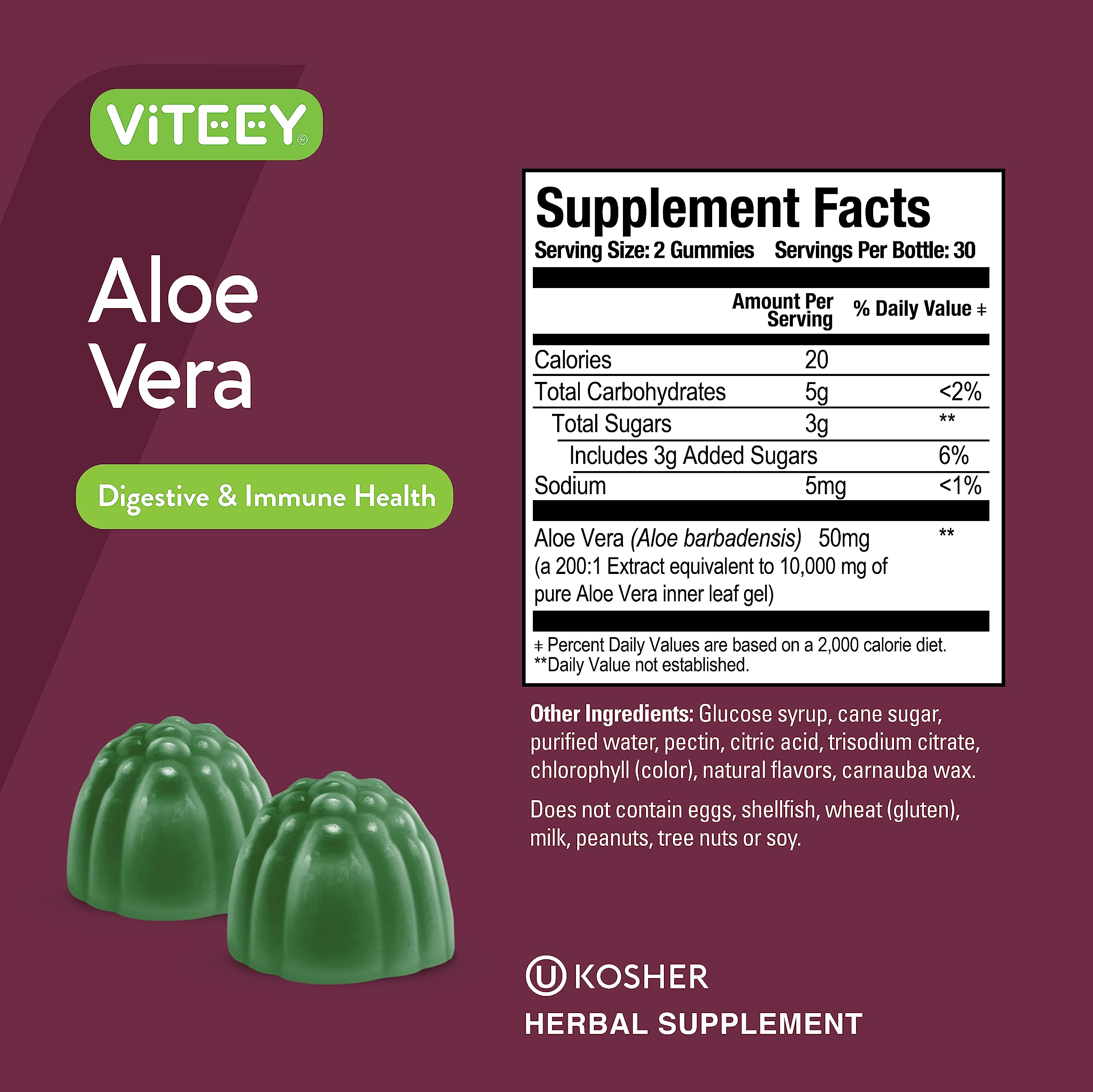 Raspberry-flavoured aloe vera gummies