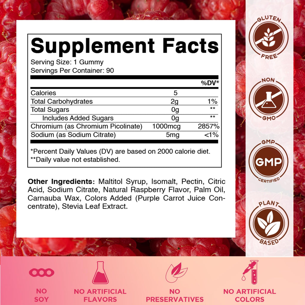 raspberry flavoured chromium gummies
