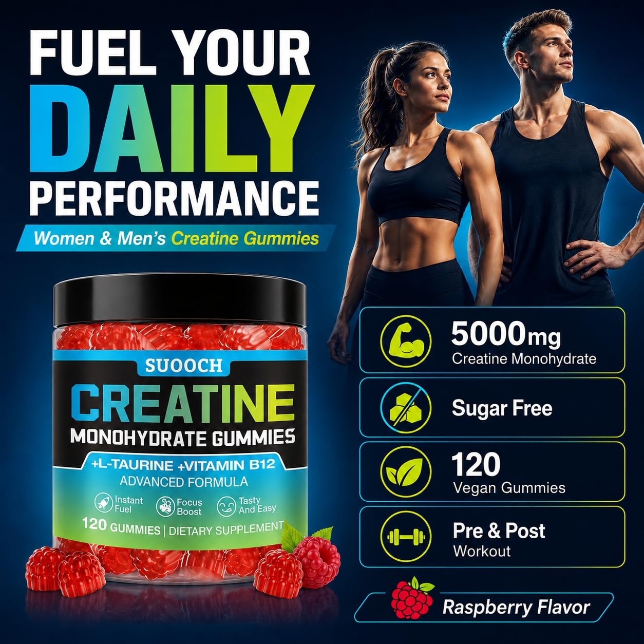 Raspberry flavoured creatine monohydrate