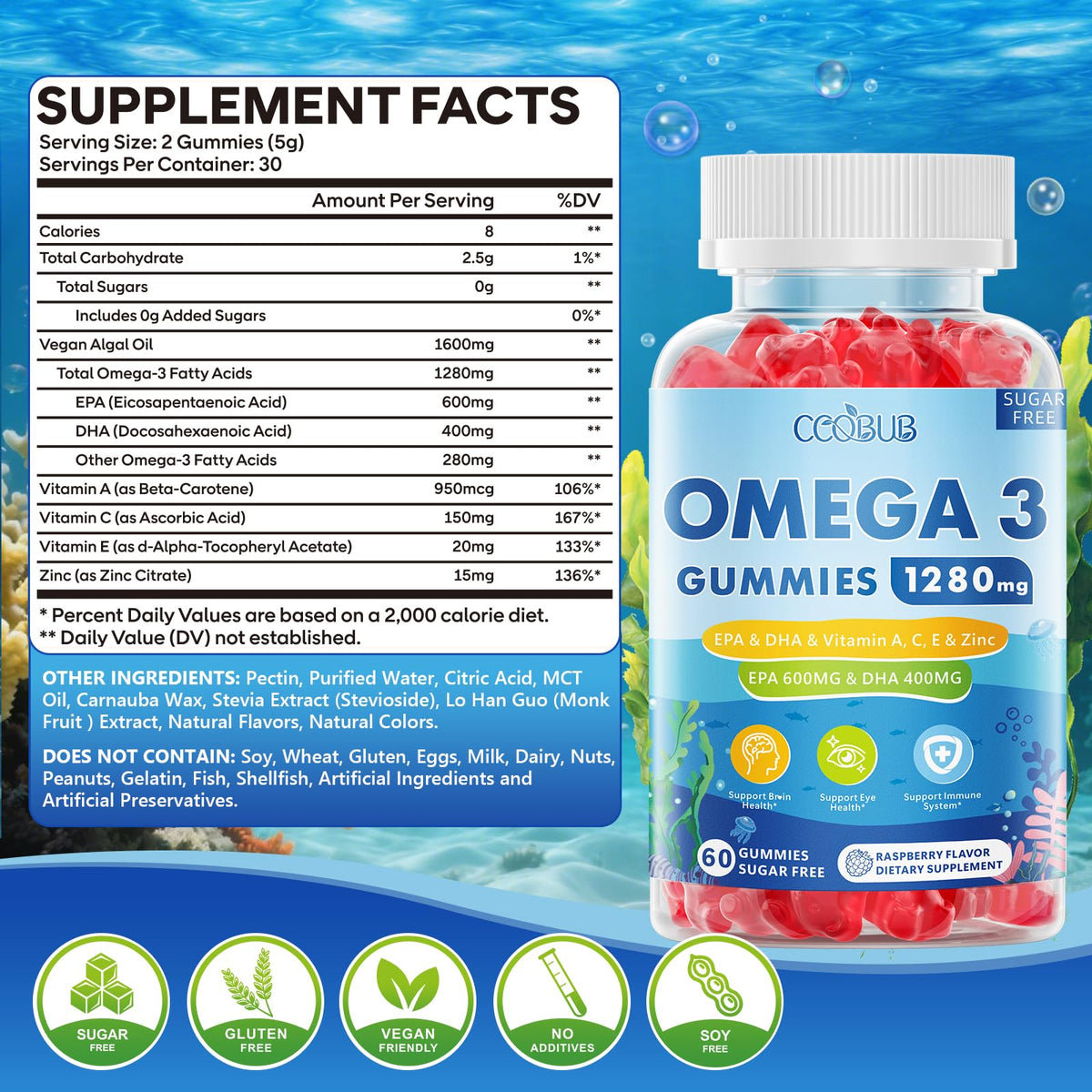 Raspberry flavoured fish oil supplements