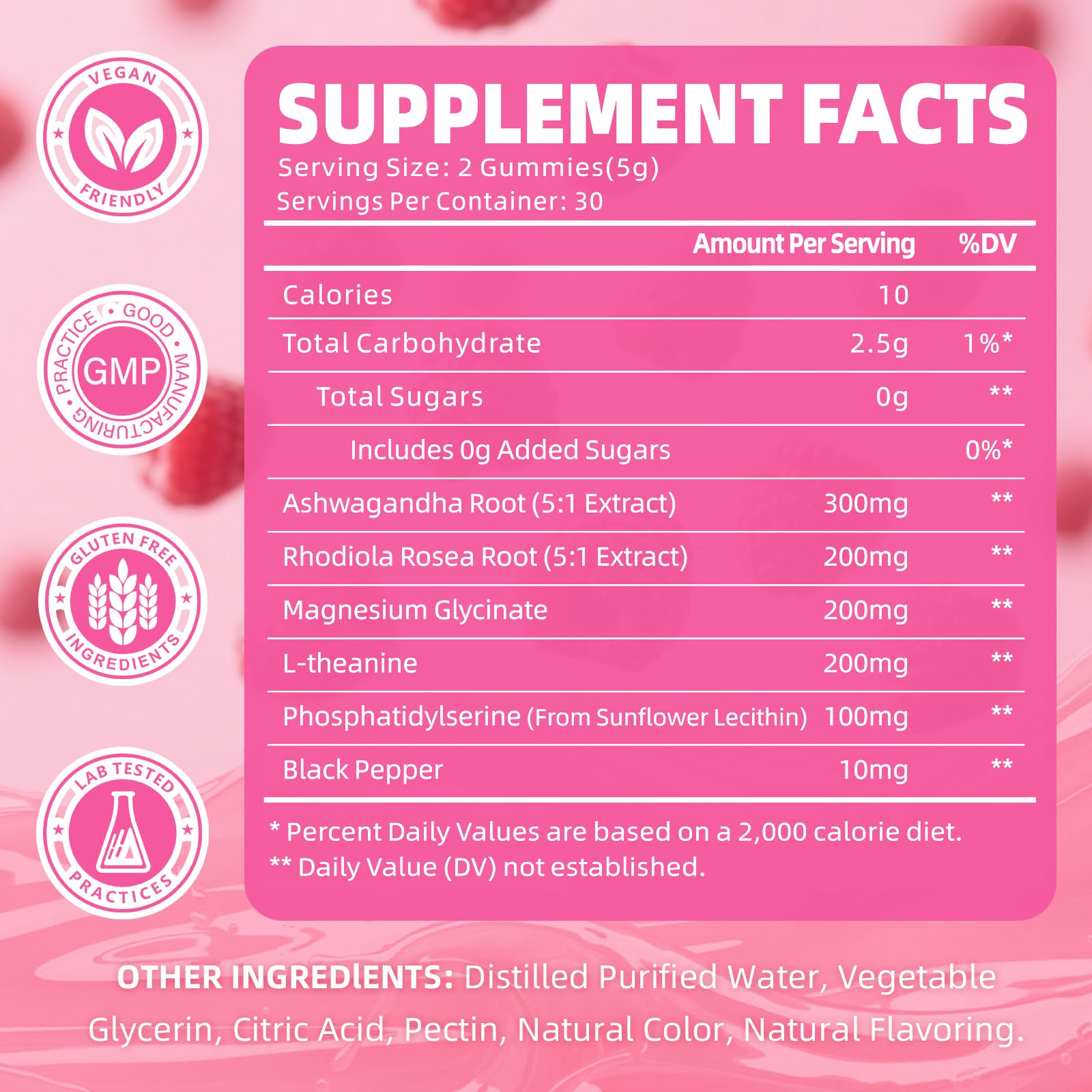 Raspberry gummy multivitamin for adults