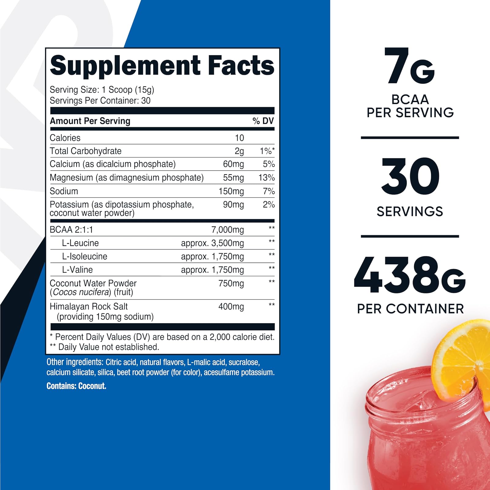 Raspberry lemonade BCAA drink mix
