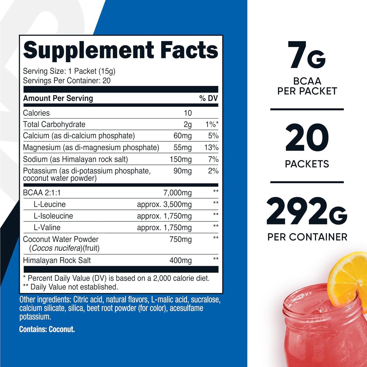 Raspberry lemonade BCAA drink mix