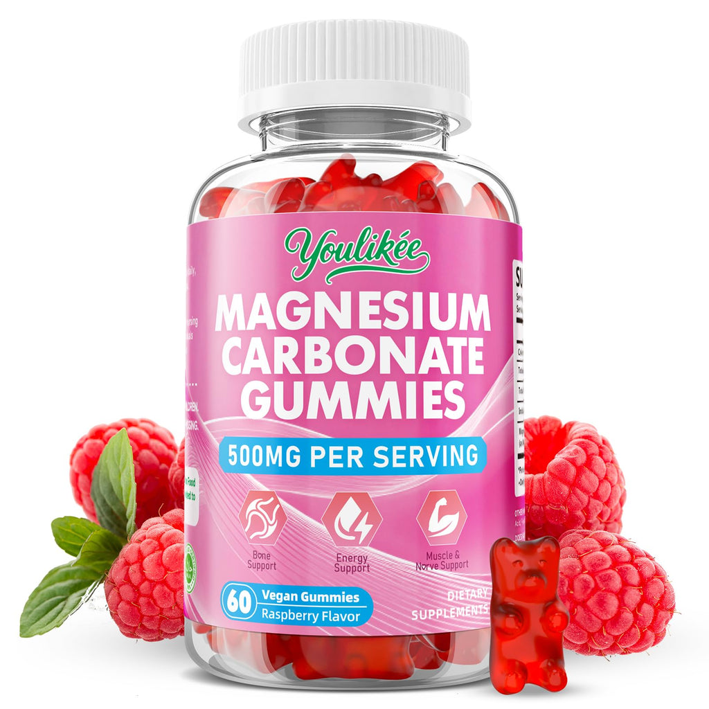 Raspberry magnesium carbonate gummies