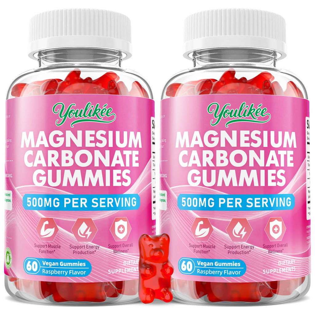 Raspberry magnesium carbonate gummies