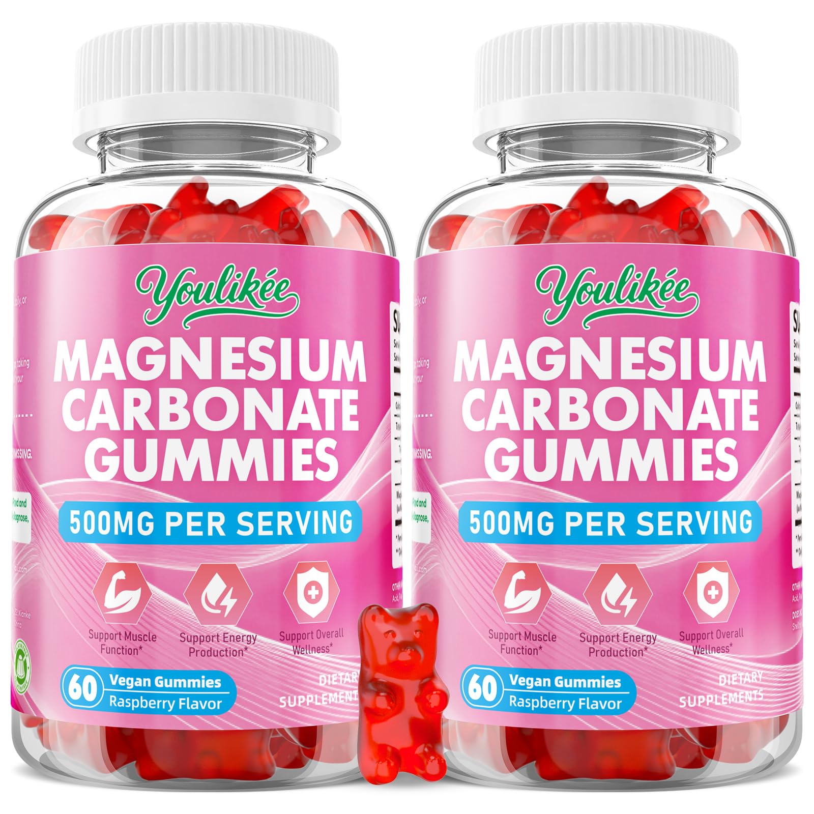 Raspberry magnesium carbonate gummies