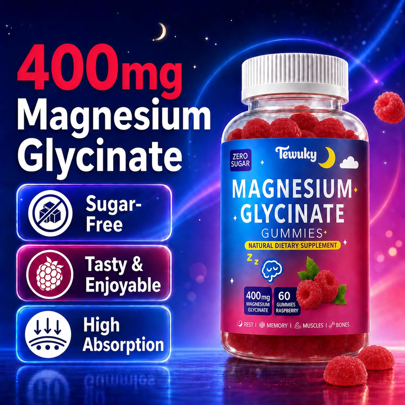 raspberry magnesium chewables for sleep support