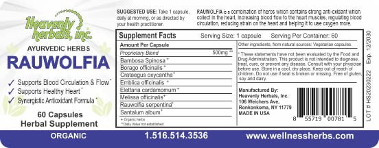 Rauwolfia capsules for heart health