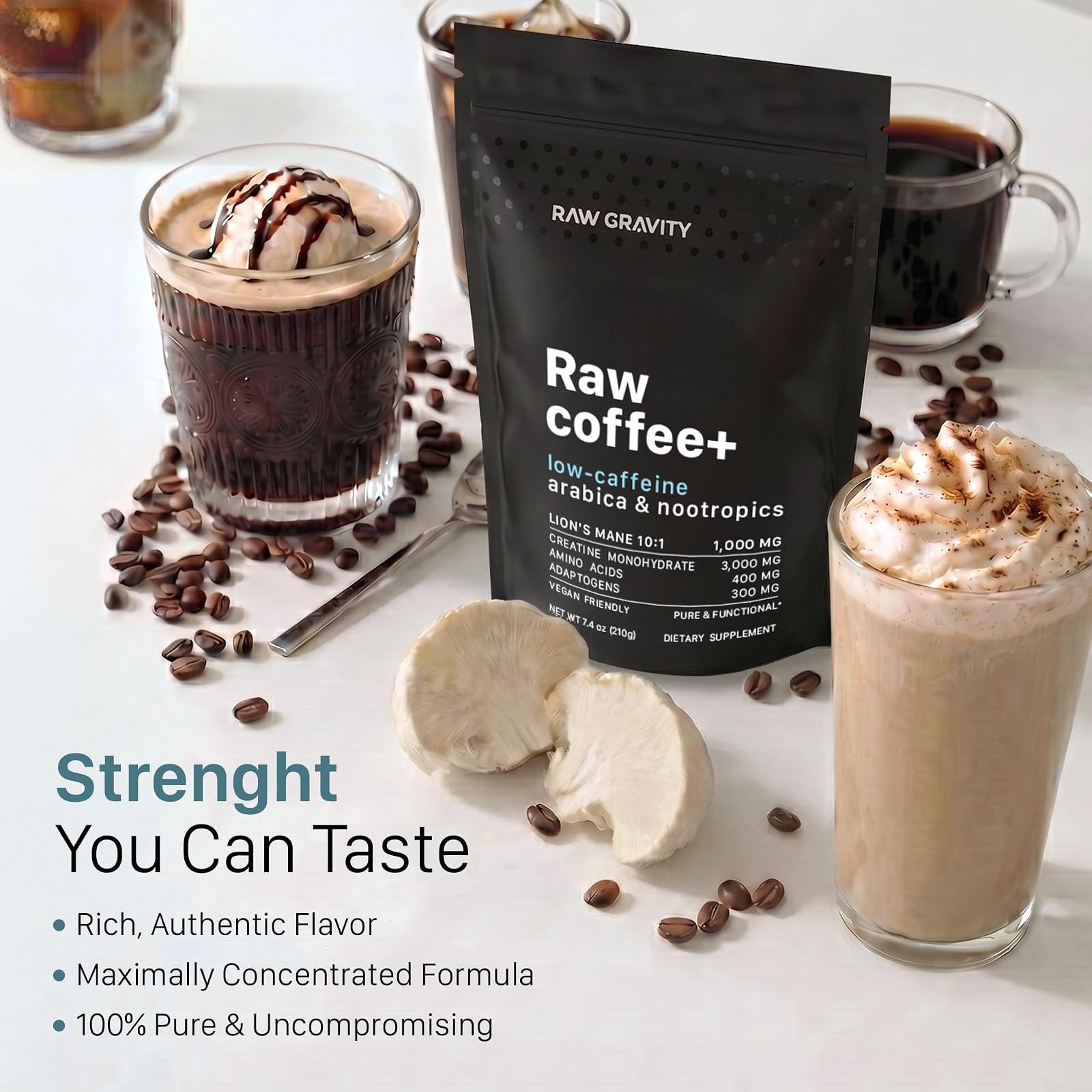 Raw Coffee+ mushroom energy boost