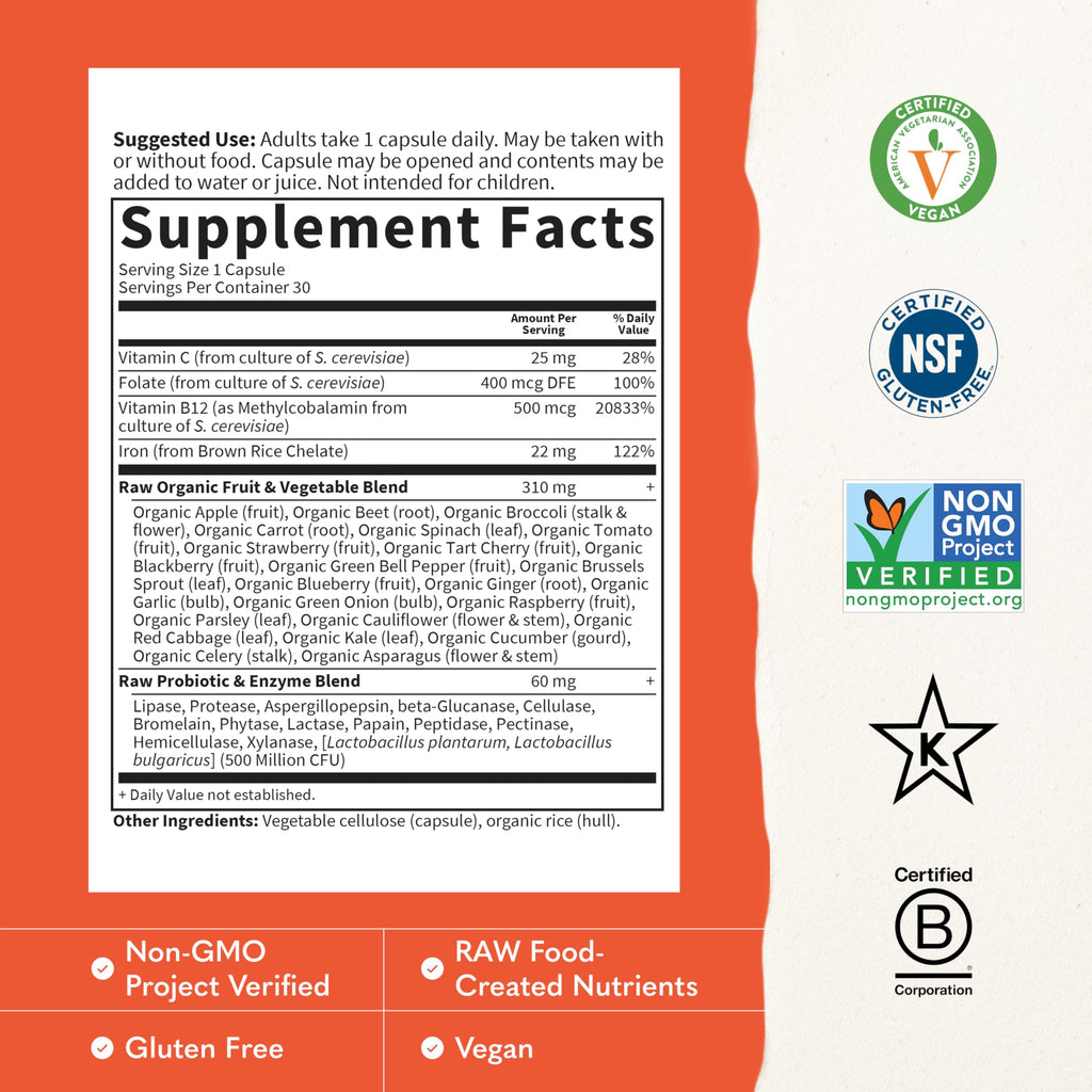 Raw iron with vitamins C and B12