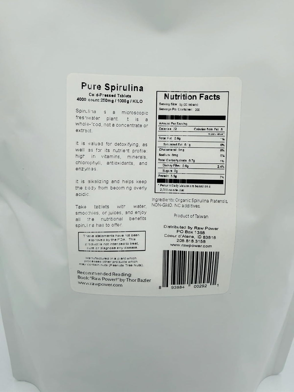 Raw Power Spirulina natural energy booster